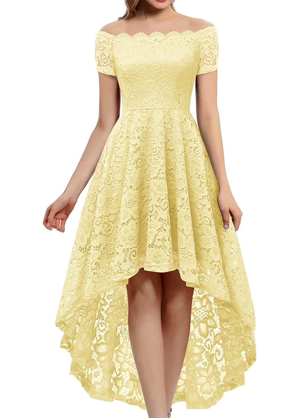 Dzeltena mežģīņu kleita (S; M; XXL) – marmelladress